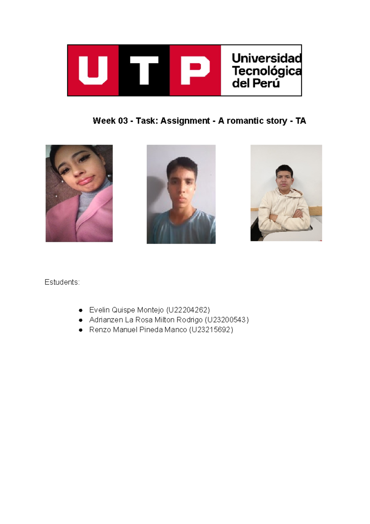 Task 3 Assignment - A romantic story - Ingles III - Studocu