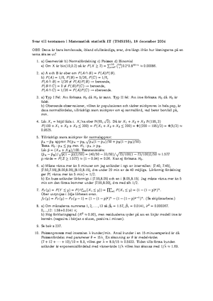Exam 16 December 2005, questions and answers - osningar till tentamen i ...