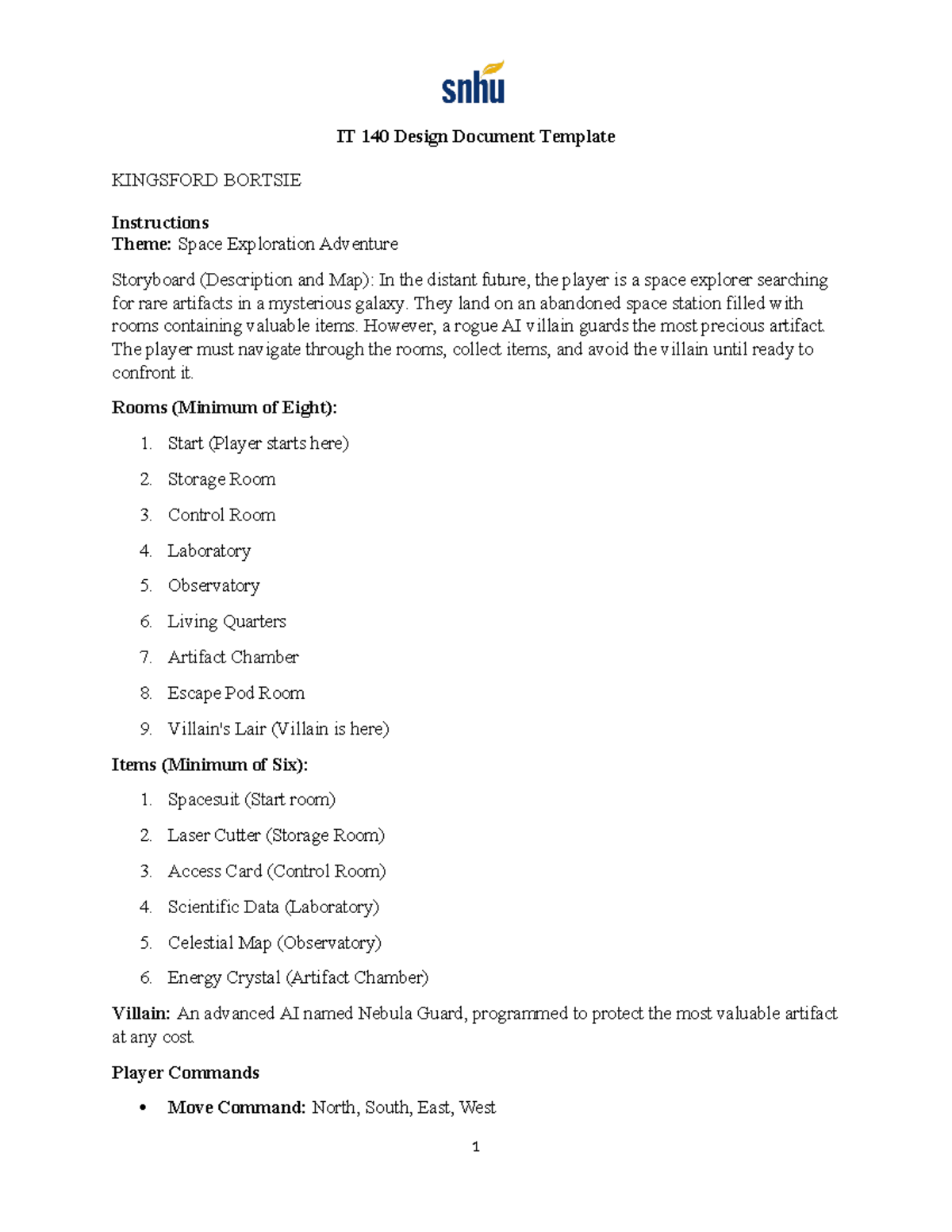 IT 140 Project one1 - assignment - IT 140 Design Document Template ...