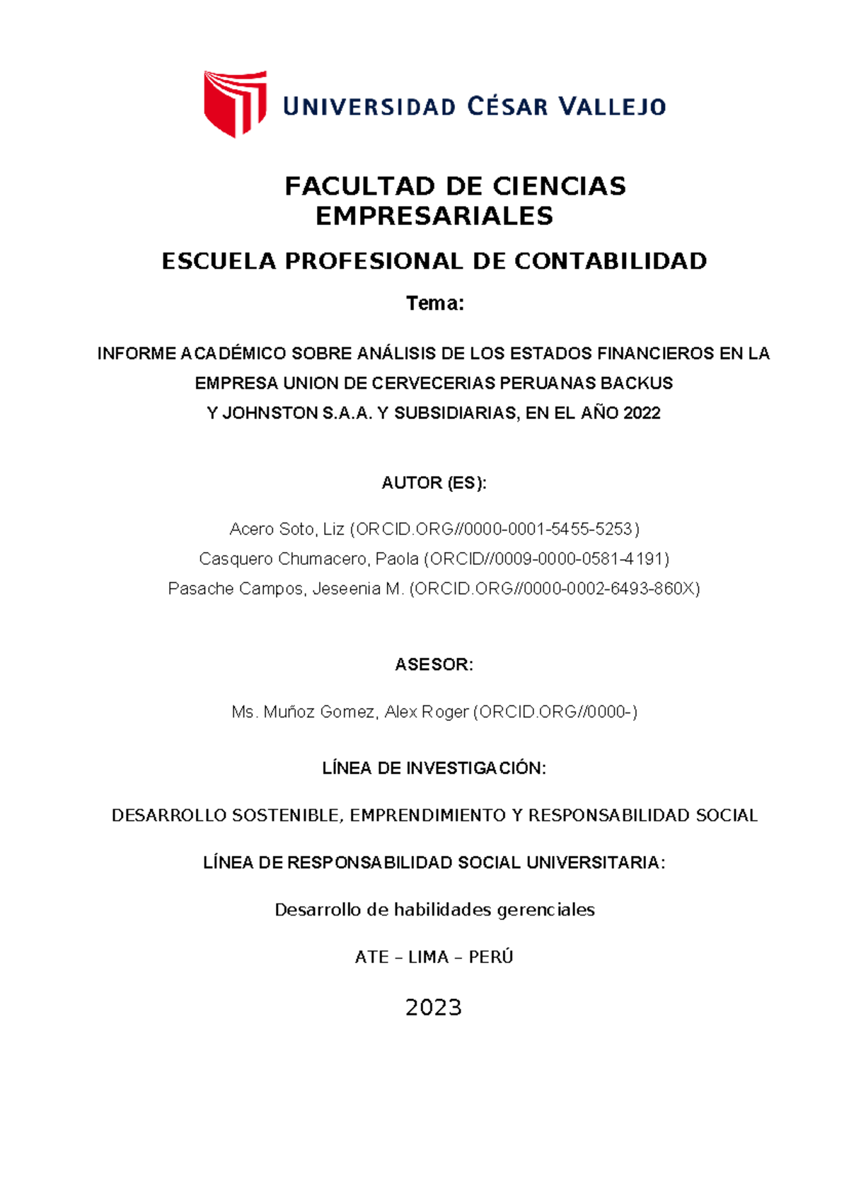 Trabajo Final buckus - FACULTAD DE CIENCIAS EMPRESARIALES ESCUELA ...