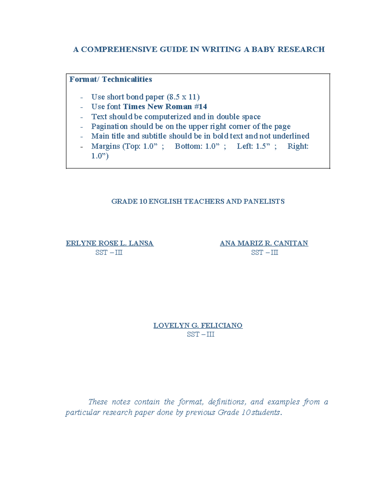 A Comprehensive Guide in Writing a Baby Research - A COMPREHENSIVE ...