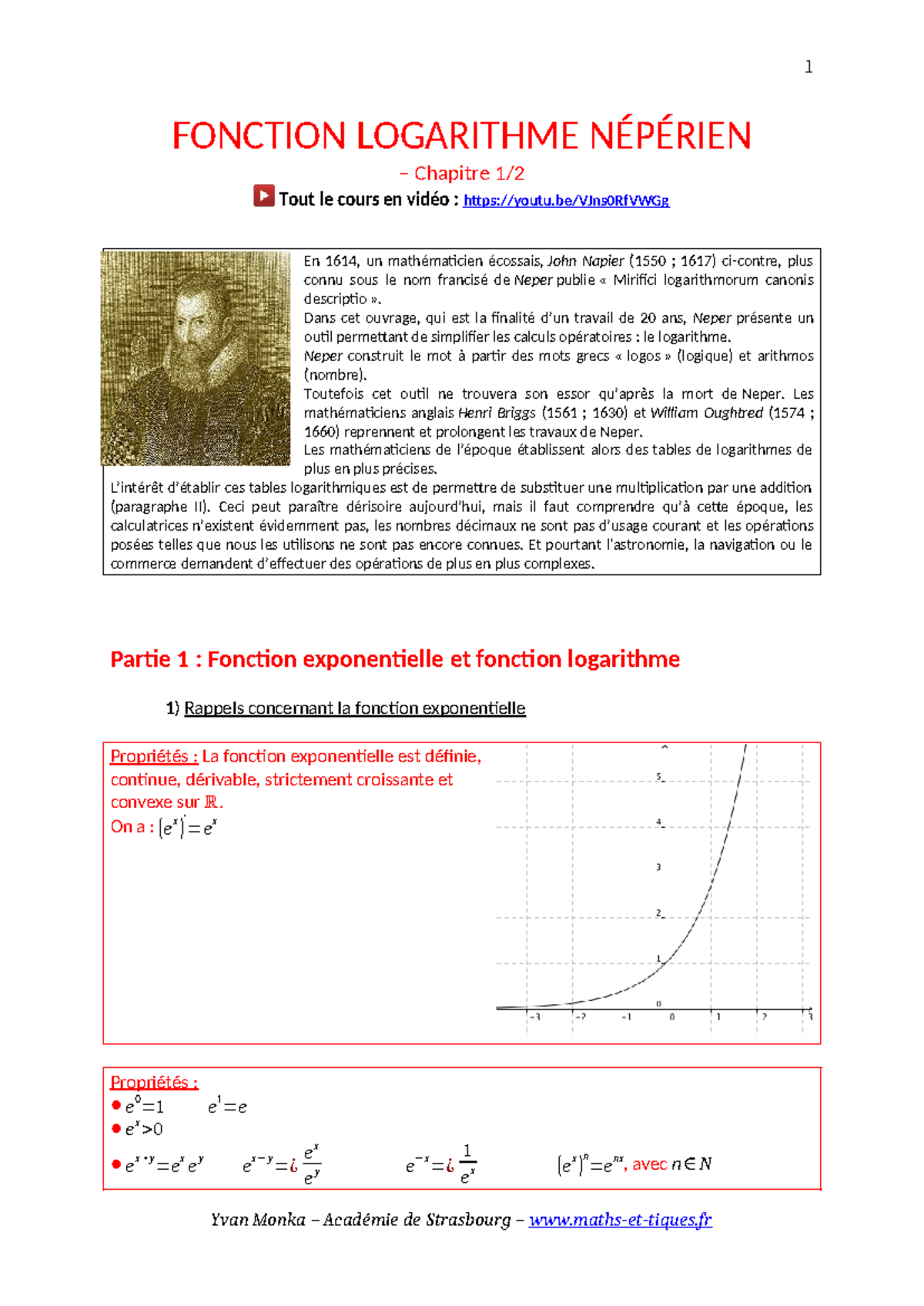20Log T1 - FONCTION LOGARITHME NÉPÉRIEN Chapitre 1/ Tout le cours en ...