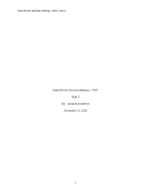 Task 1 linear - Passed - TASK ONE LINEAR REGRESSION LeeAnn Woodmancy ...