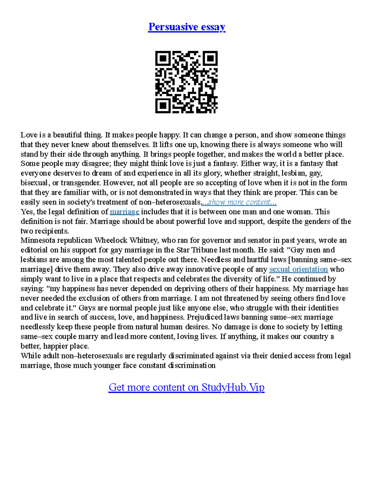 Persuaive Essay - Persuasive essay Love is a beautiful thing. It makes ...