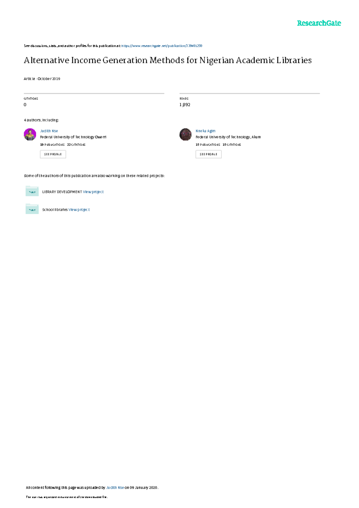 Alternative Income Generation Methods for Nigerian - See discussions ...