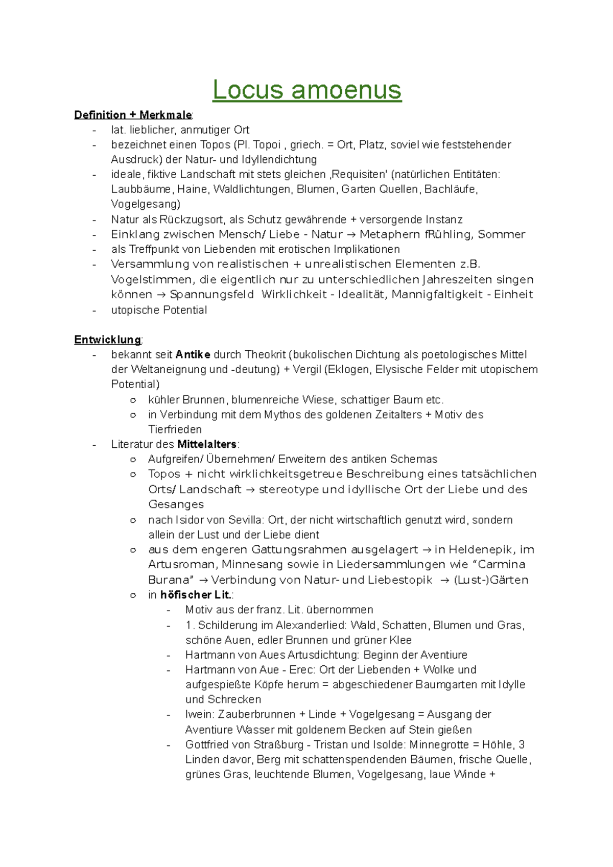 Motiv "locus amoenus" - Locus amoenus Definition + Merkmale: - lat. lieblicher, anmutiger Ort ...