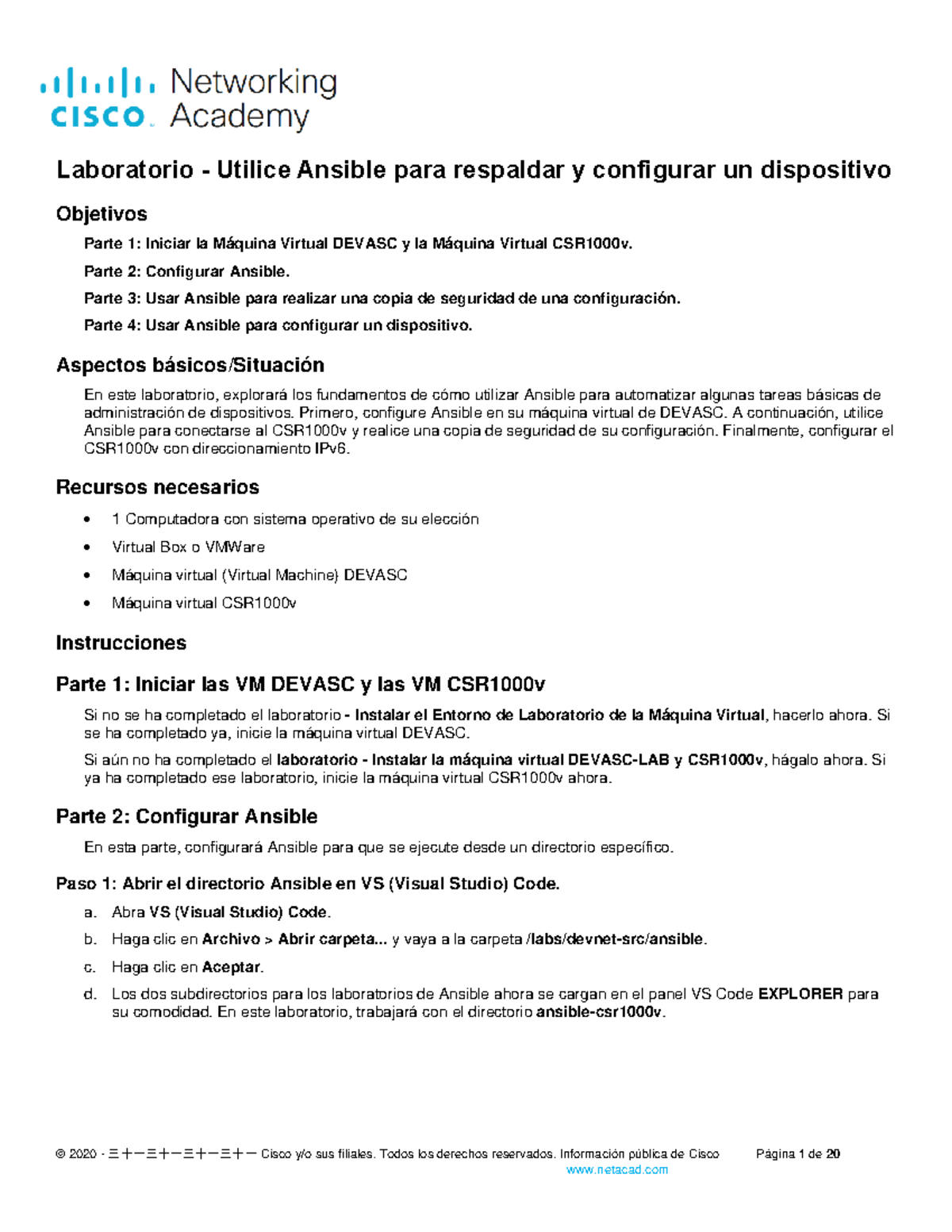 7.4.7 Lab - Use Ansible to Back Up and Configure a Device - 2023 - ####### © 2020 - 三十一三十一三十一三十一 ...