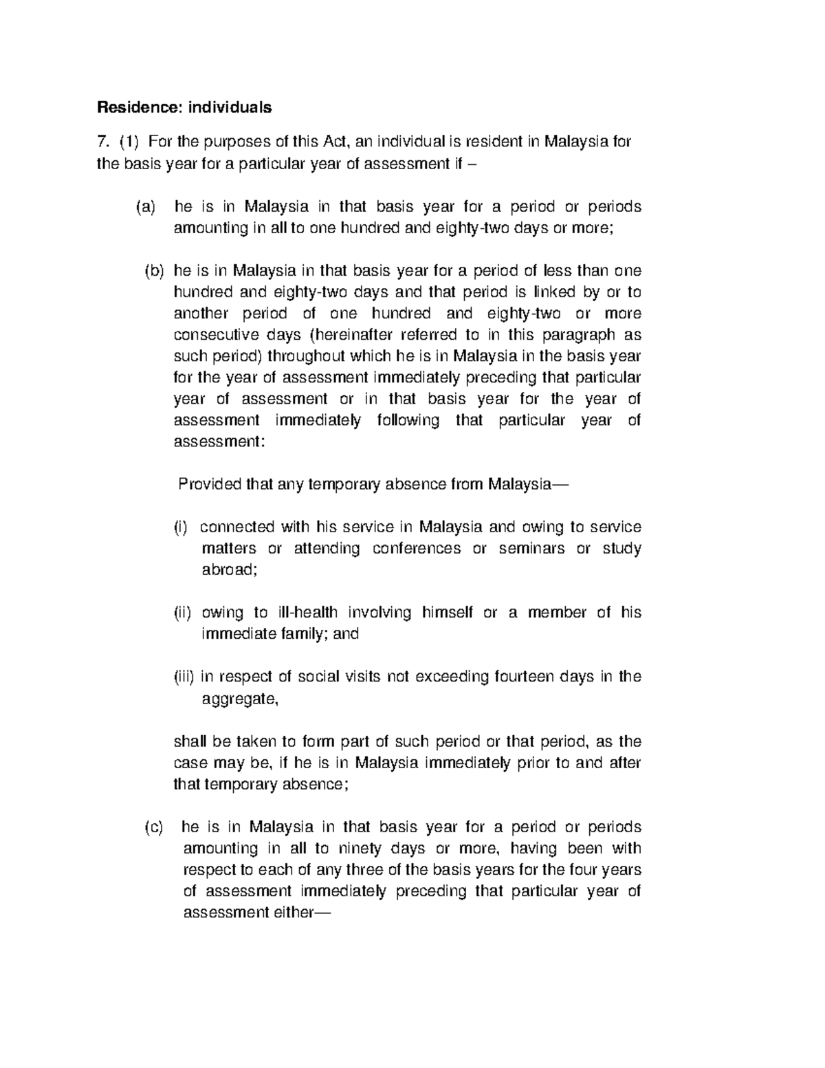 Sec 7 ITA 1967 - ....... - Residence: individuals (1) For the purposes ...