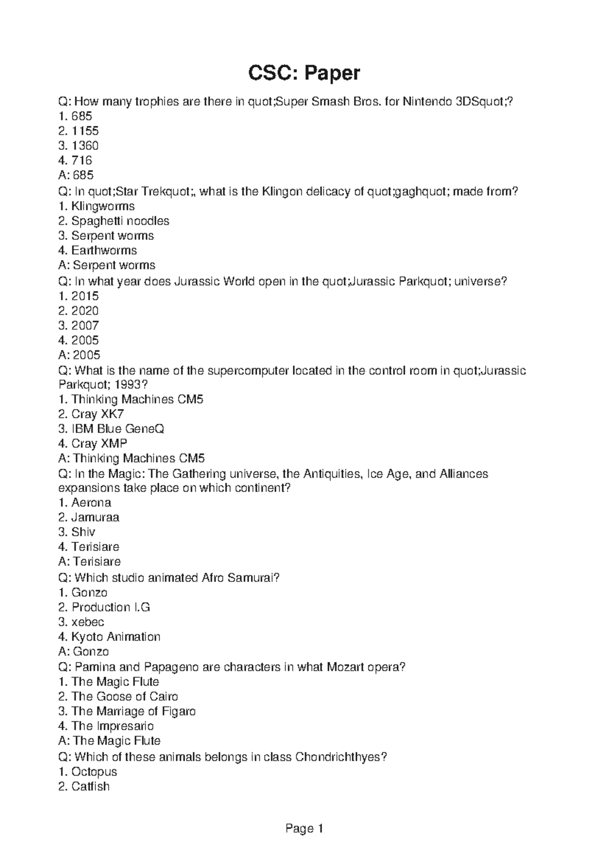 CSC257-Presentation-5 - CSC: Paper Q: How many trophies are there in ...