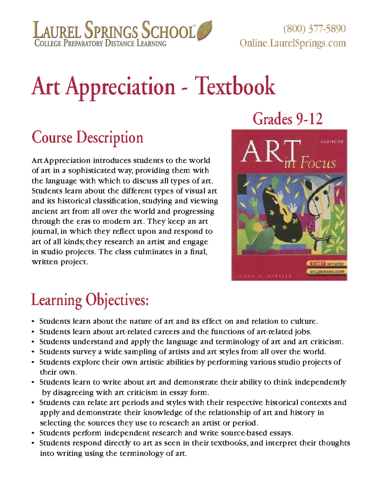 Art Appreciation HS homeschool - Art Appreciation - Textbook Course ...