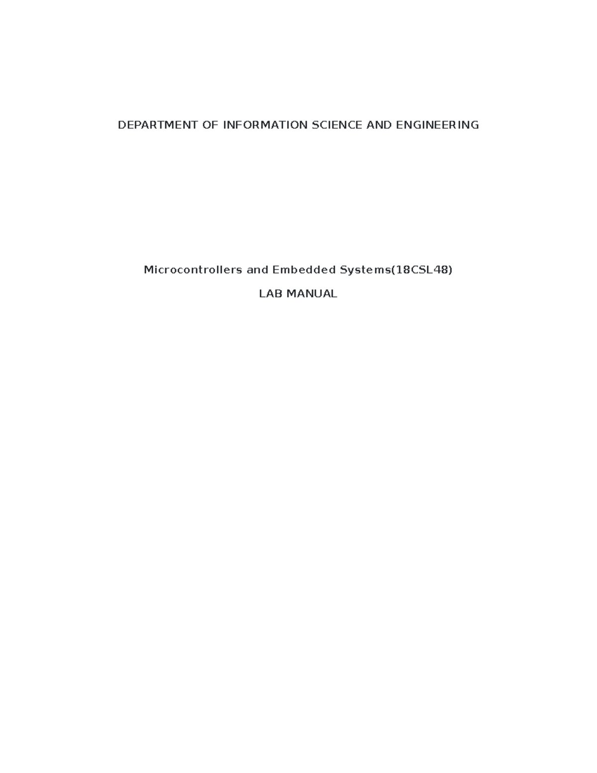 Microprocessor lab - DEPARTMENT OF INFORMATION SCIENCE AND ENGINEERING ...