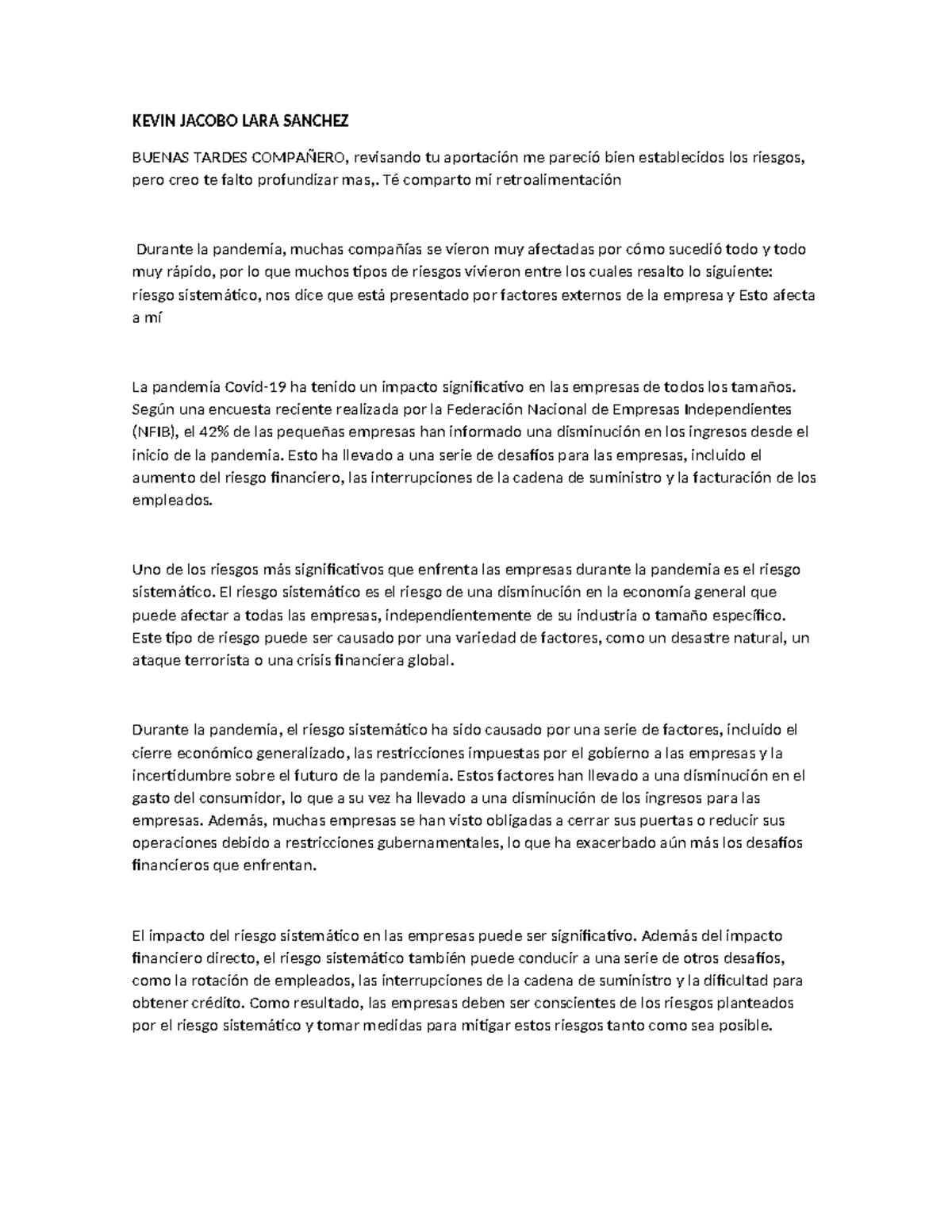 Retroalimentaciones yank - KEVIN JACOBO LARA SANCHEZ BUENAS TARDES ...