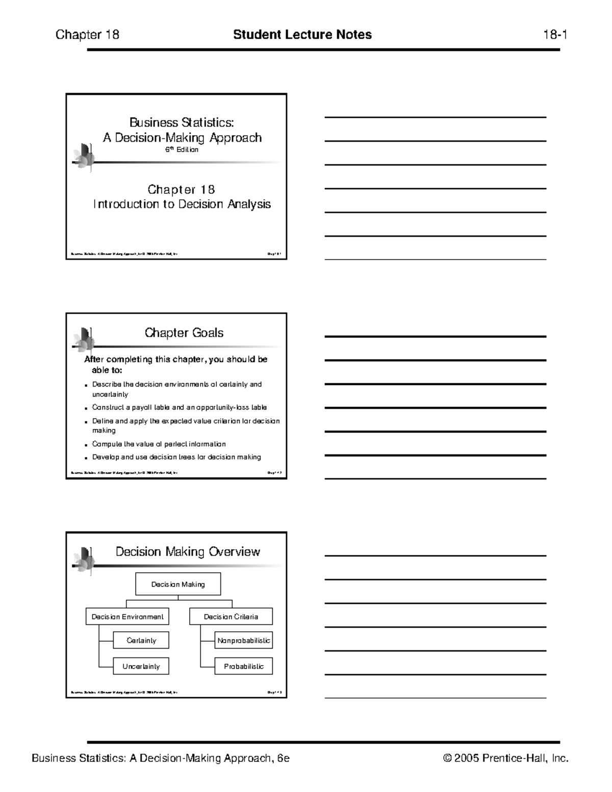 Payoff Tables Worked Example - Business Statistics: A Decision-Making ...