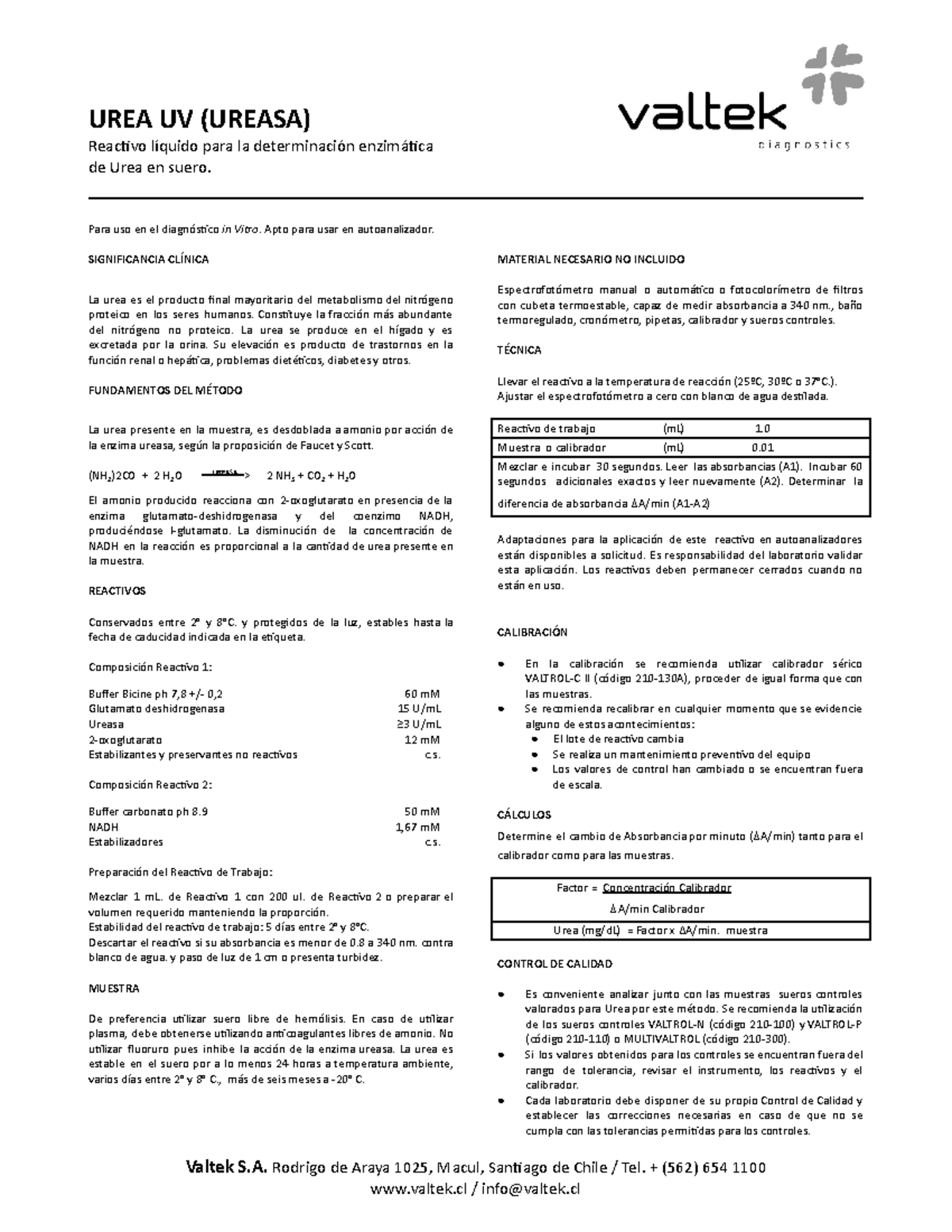 Urea-UV-liquida - Urea lab - UREA UV (UREASA) Reacvo líquido para la ...