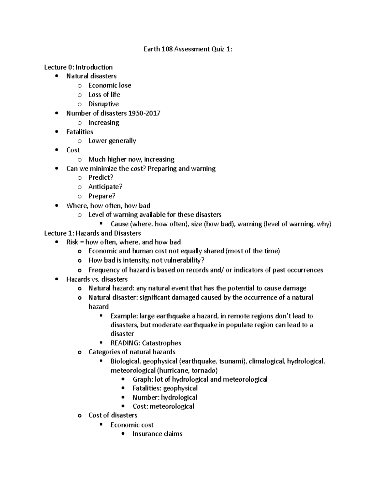 Earth 108 Assessment Quiz 1 - Earth 108 Assessment Quiz 1: Lecture 0 ...