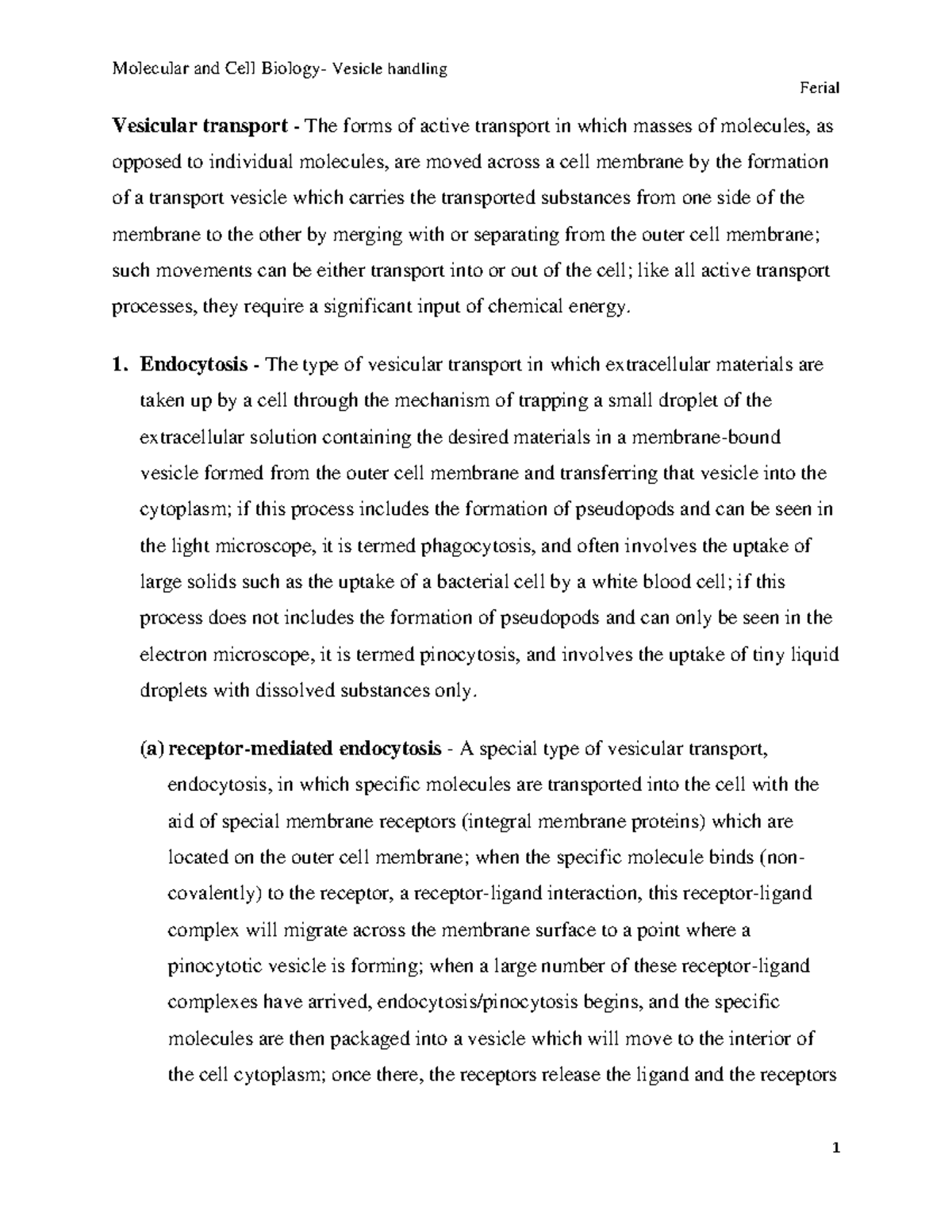 Lecture 7 - Cell Biology - Molecular and Cell Biology- Vesicle handling ...