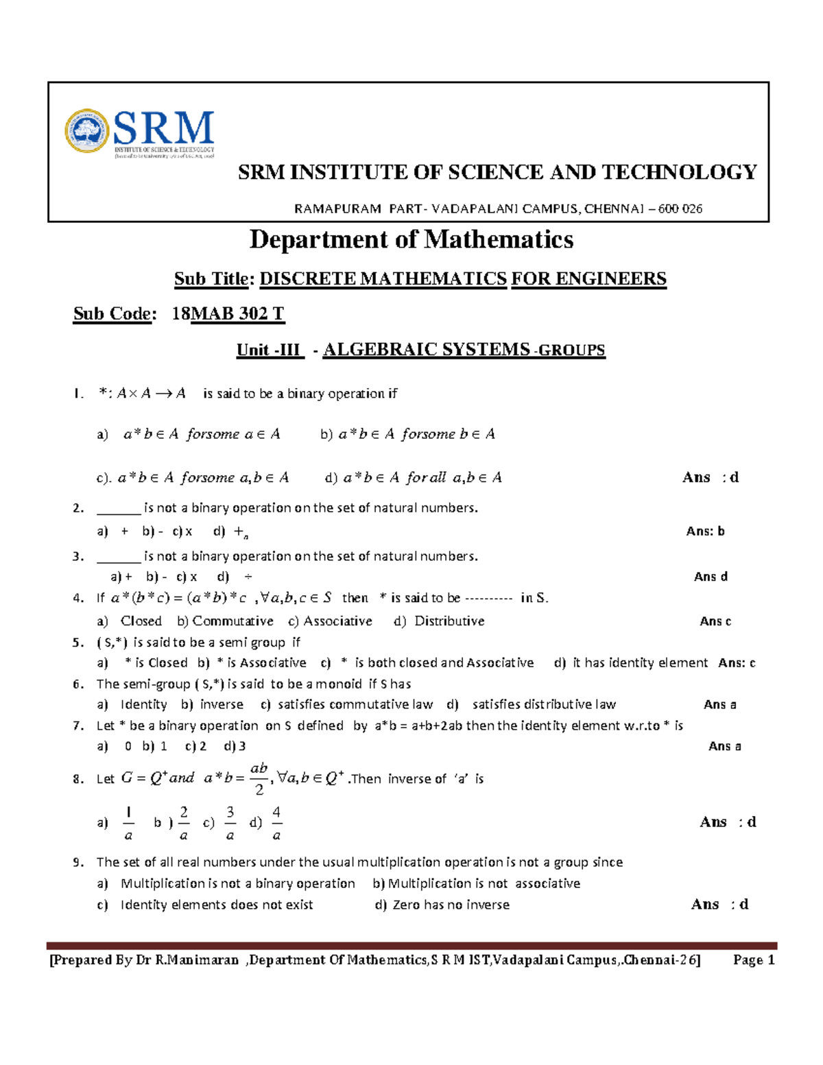 18 MAB 302 T Unit-4 QB - asdfasdfasdgsafasdfasdfasdf - Department of ...