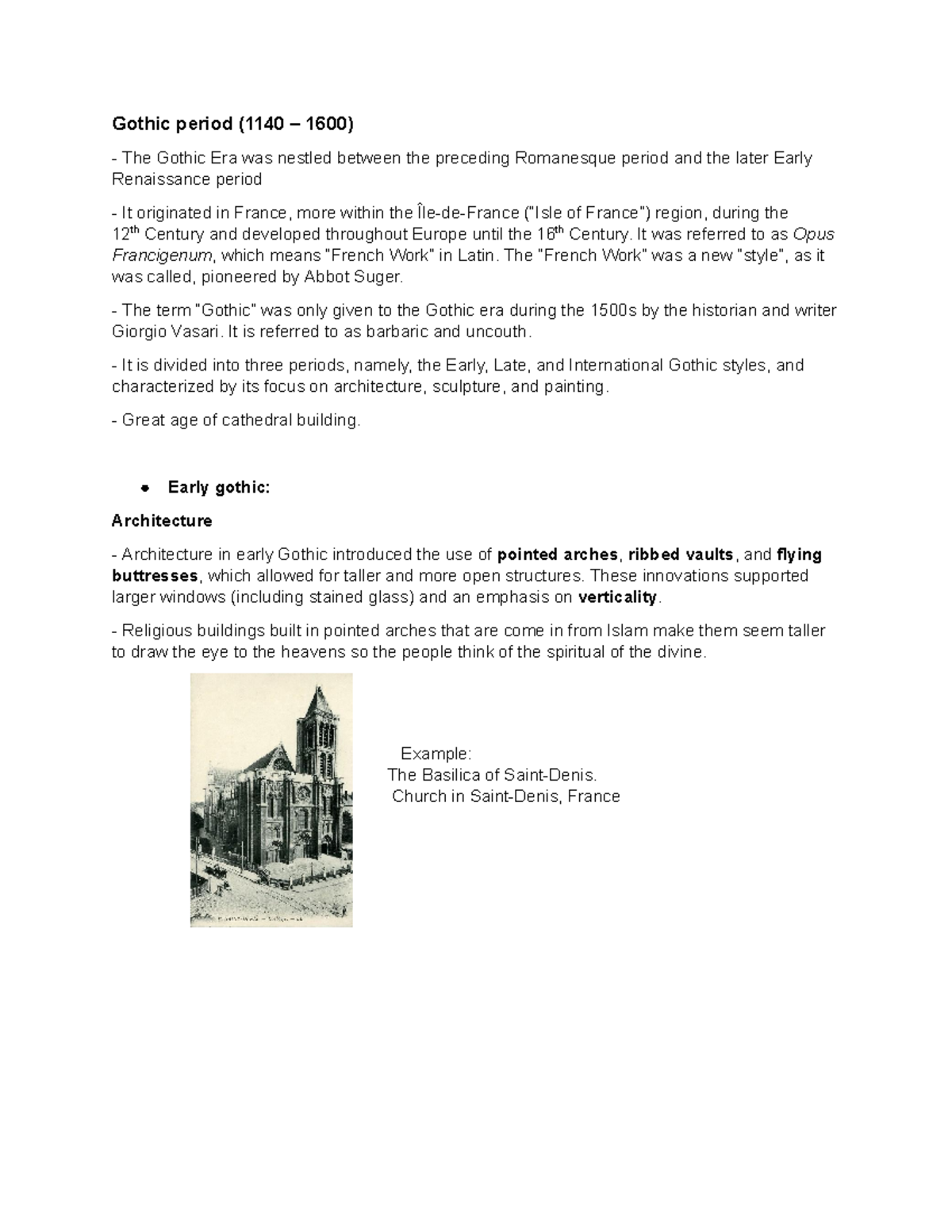 Hand-outs - Hand-outs in Art App - Gothic period (1140 – 1600) The ...