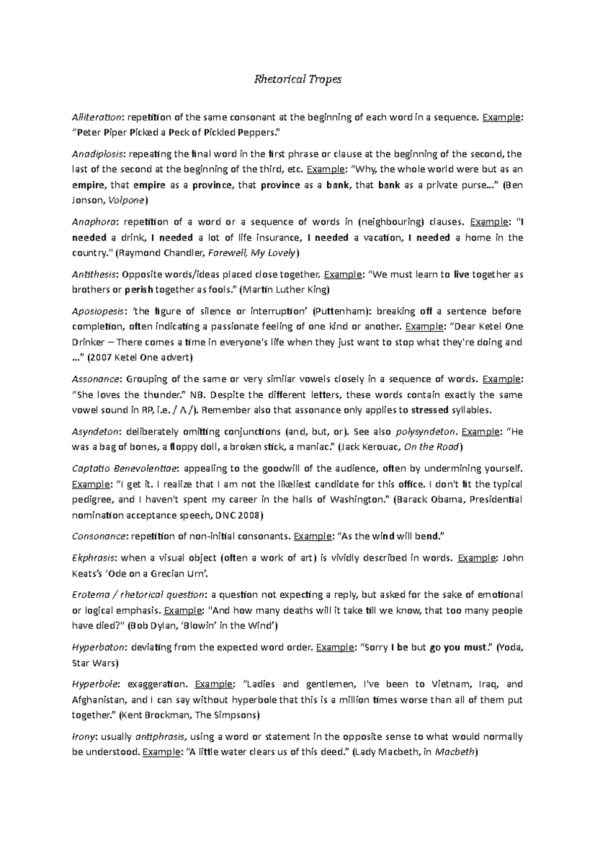 3a Rhetorical Tropes Examples - Rhetorical Tropes Alliteration ...