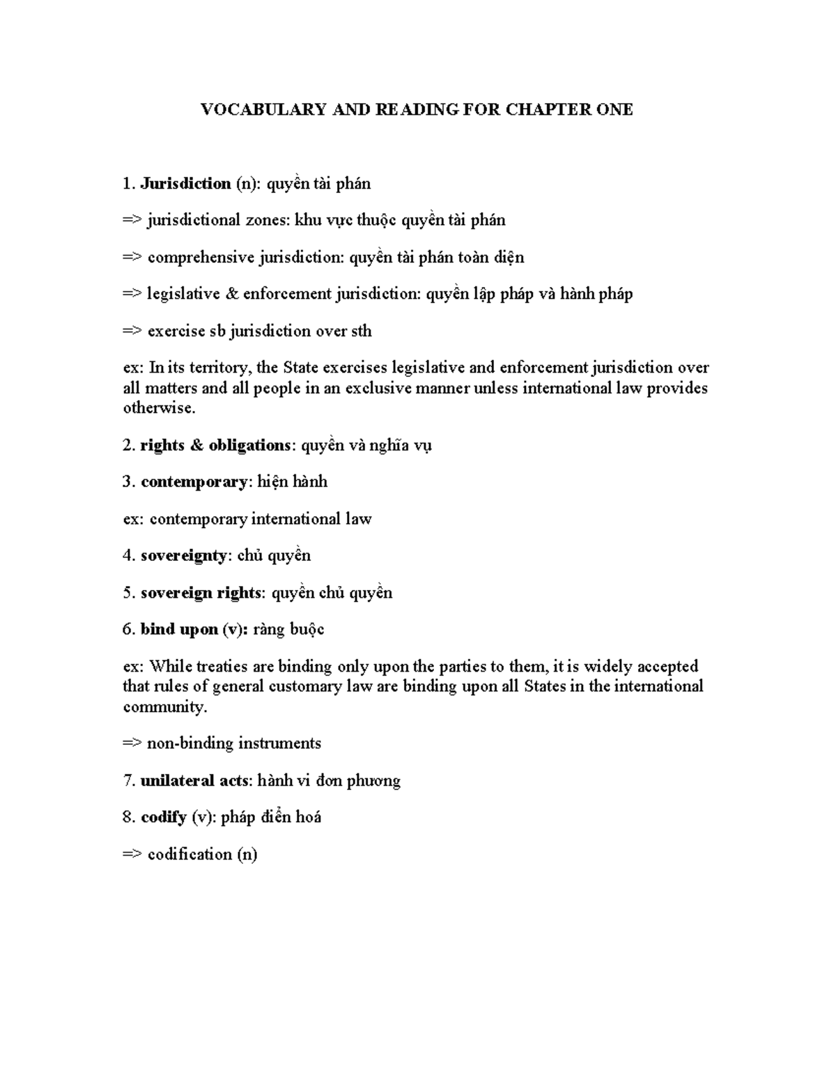 Vocabulary AND Reading FOR Chapter ONE - VOCABULARY AND READING FOR CHAPTER ONE 1. Jurisdiction ...