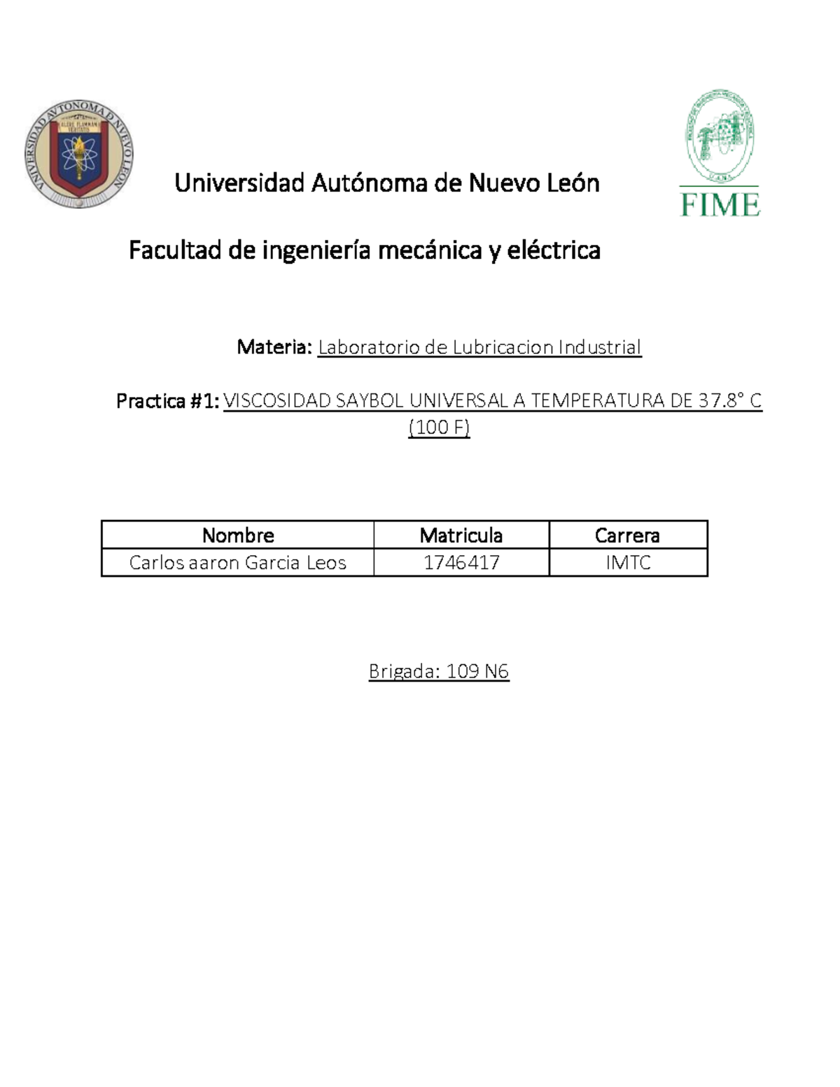 Practica 1 Lubricacion industrial - Universidad Autónoma de Nuevo León ... Practica 1 Lubricacion industrial - Universidad Autónoma de Nuevo León ...