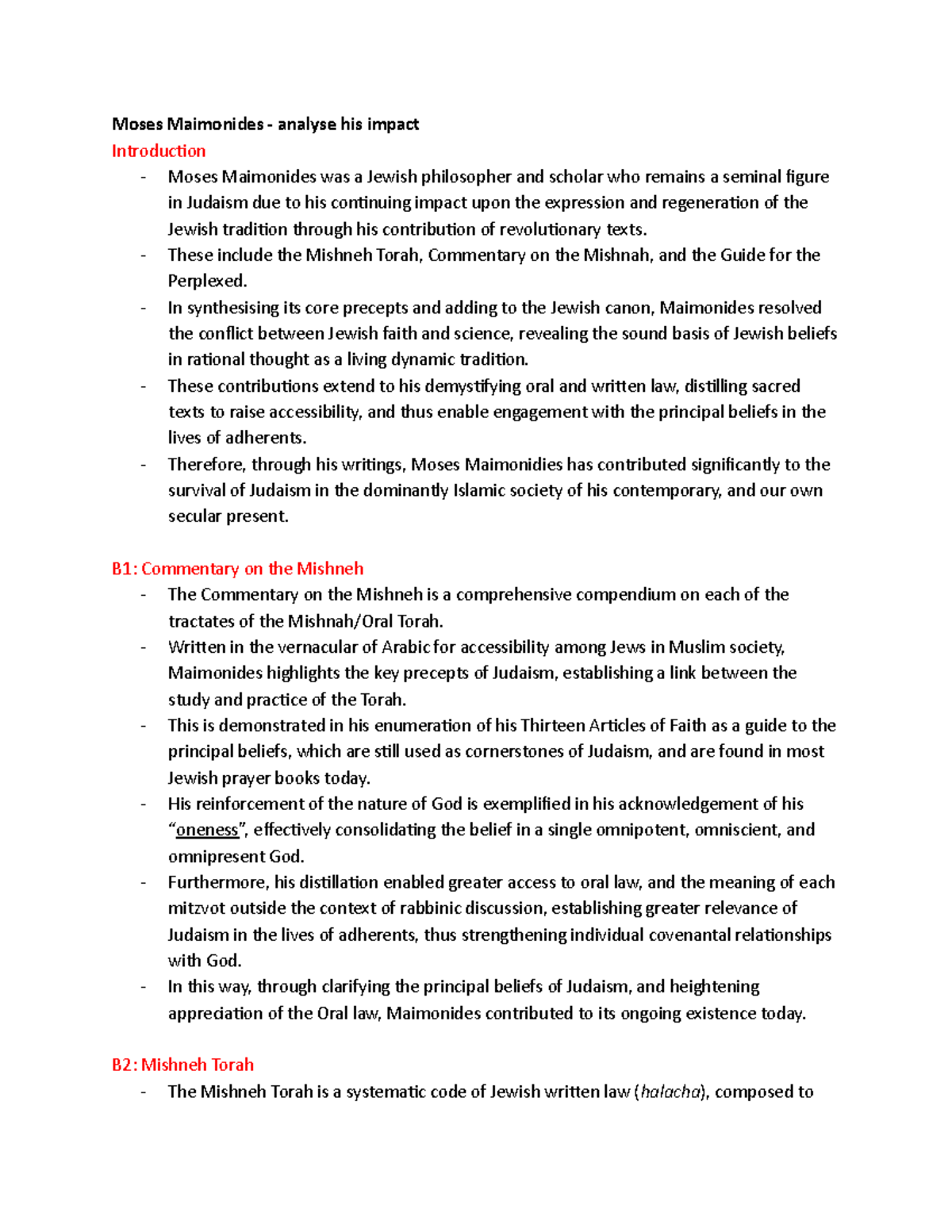 Moses Maimonides - contribution - Moses Maimonides - analyse his impact ...