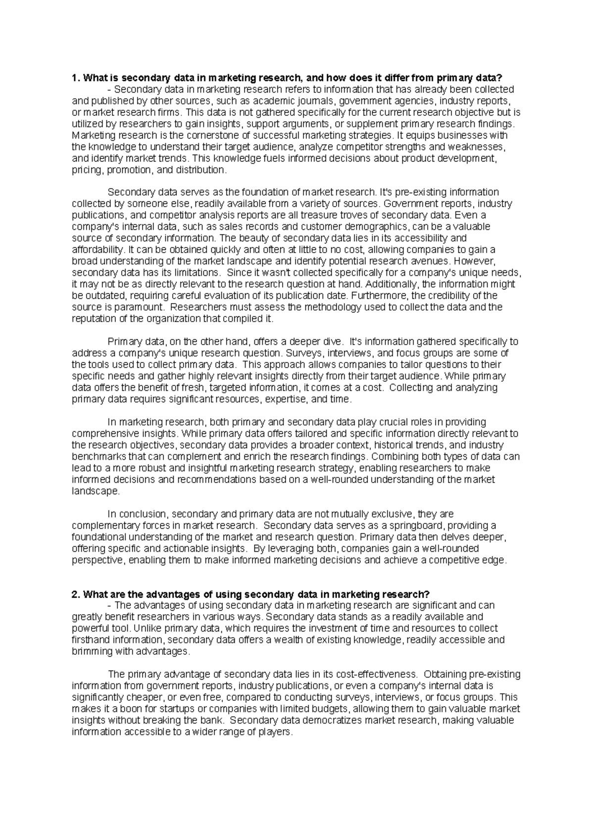 Marketing Research Secondary data - What is secondary data in marketing ...