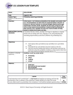 MAT-150 Lesson Plan Template (2) - Name: Phelica Hubert Date: 1/08 ...