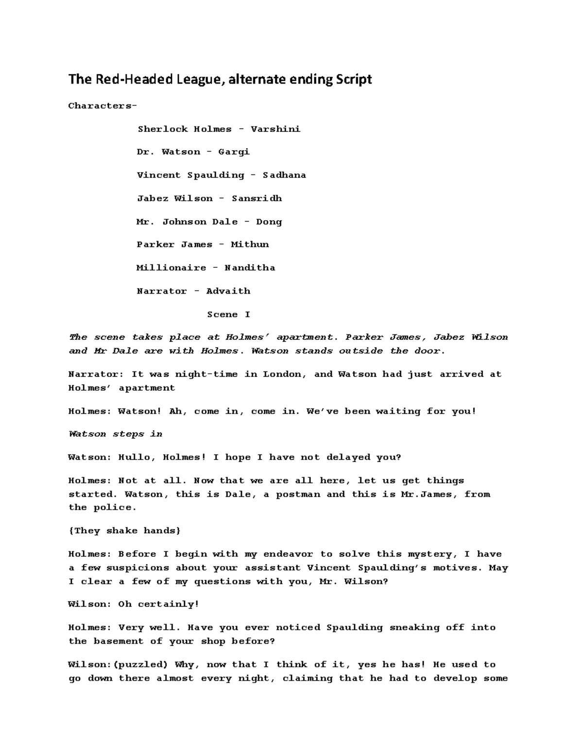 The Red-Headed League - dasddasdas - The Red-Headed League, alternate ...