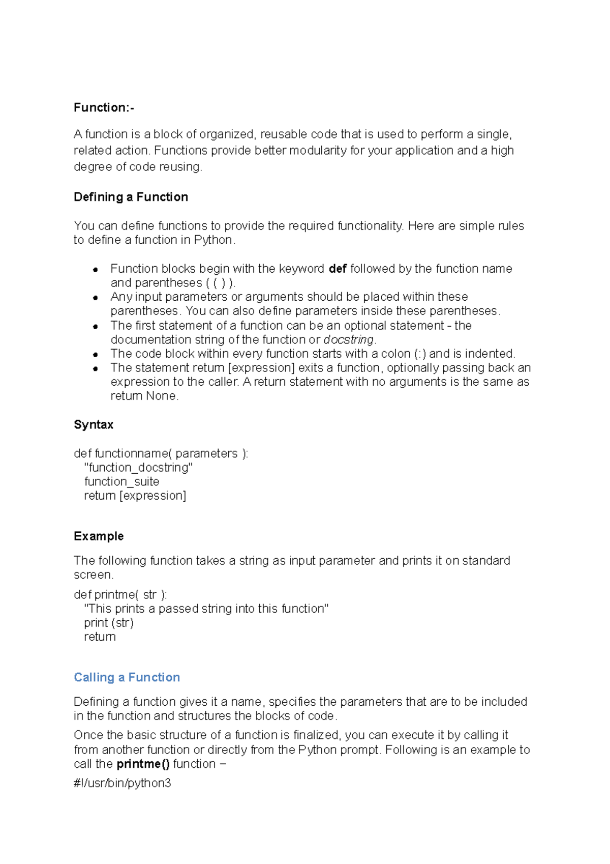 Unit-2 - Copy - unit 2 - Function:- A function is a block of organized, reusable code that is ...