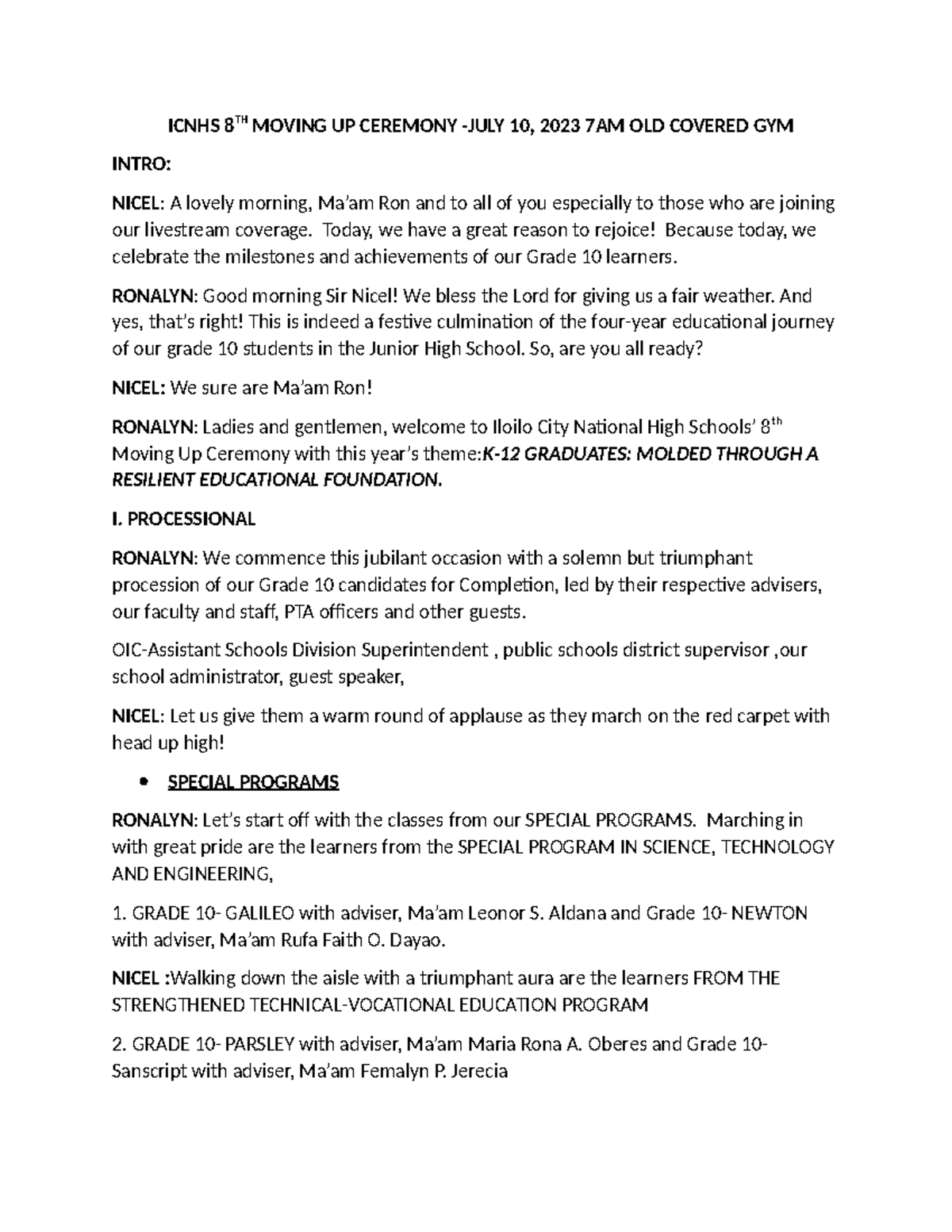 Moving-Up-Scripts - Moving-Up-Scripts - ICNHS 8 TH MOVING UP CEREMONY ...