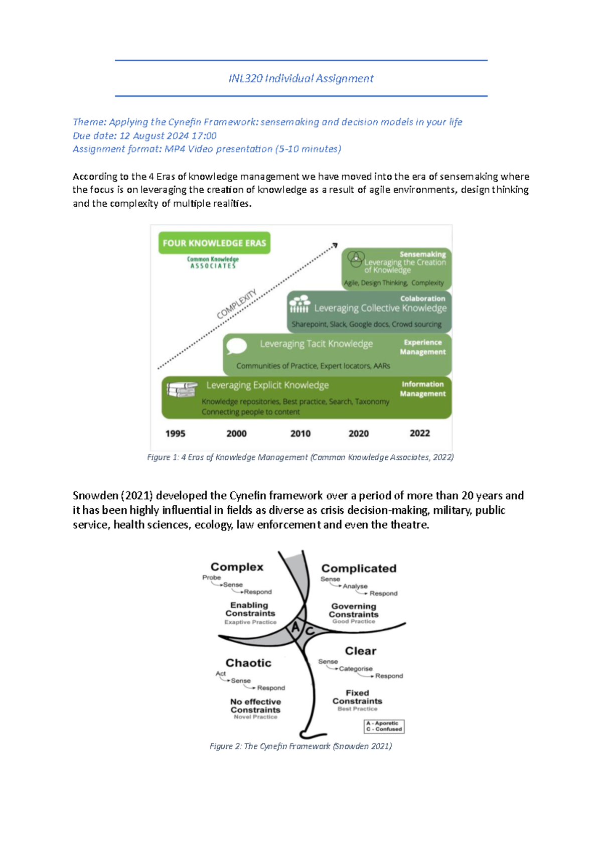 INL320 Individual Assignment Instructions - INL320 Individual Assignment Theme: Applying the ...