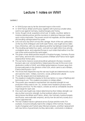 The causes and consequences of World War I - I. Introduction Briefly ...