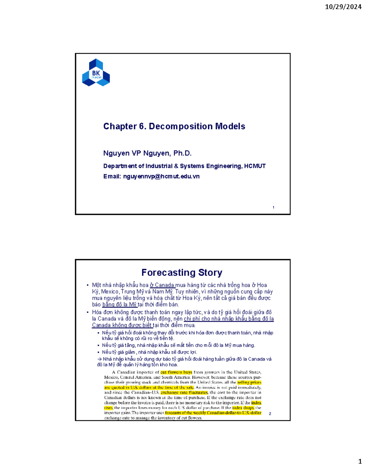 Chapter 7 Decomposition Models 2024 - 1 Chapter 6. Decomposition Models ...