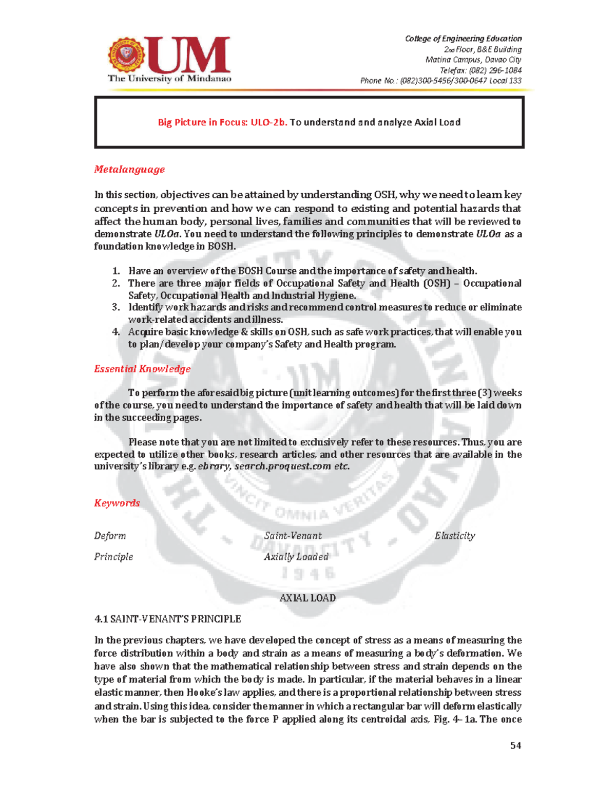 ULO 2b - Lecture notes 1.3 - 2 nd Floor, B&E Building Matina Campus ...