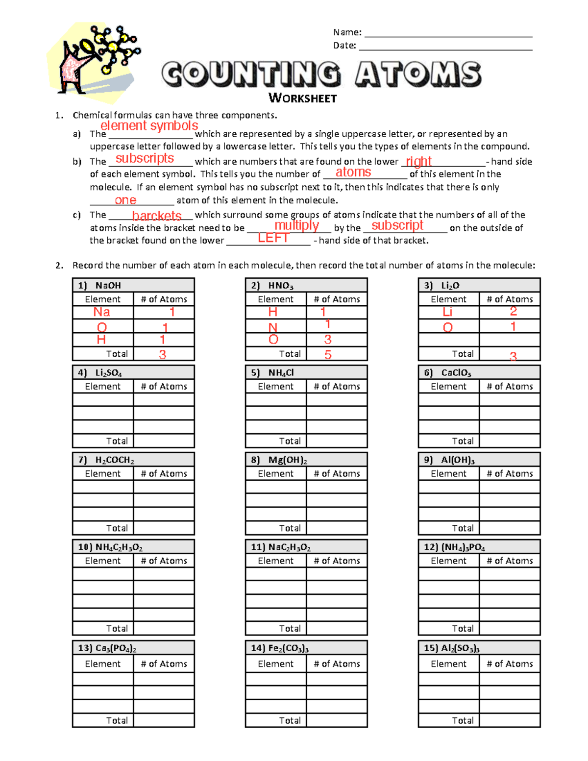 13 - Counting Atoms - Worksheet copy - Name ...