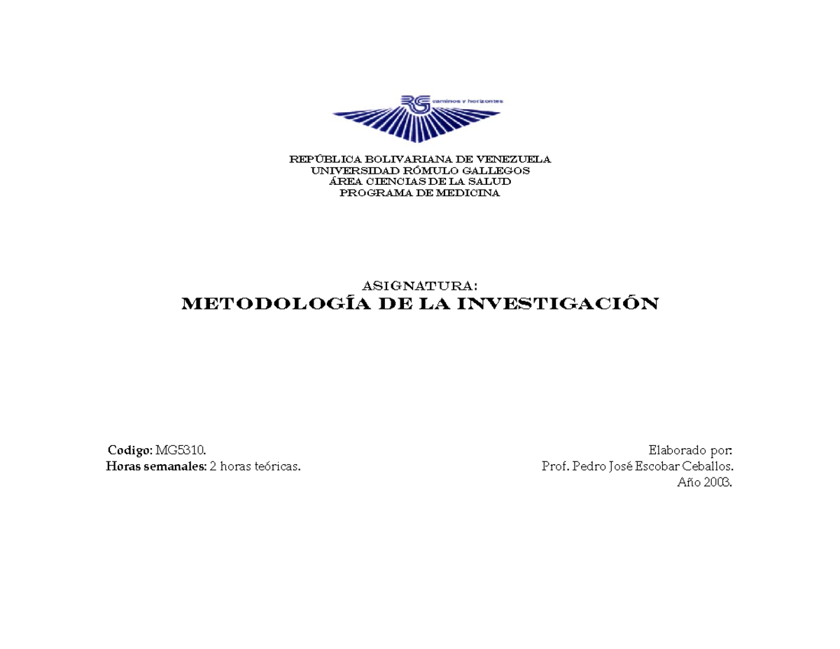 Metodolog Ã­a de la Investigaci Ã³n - República bolivariana de Venezuela Universidad Rómulo ...