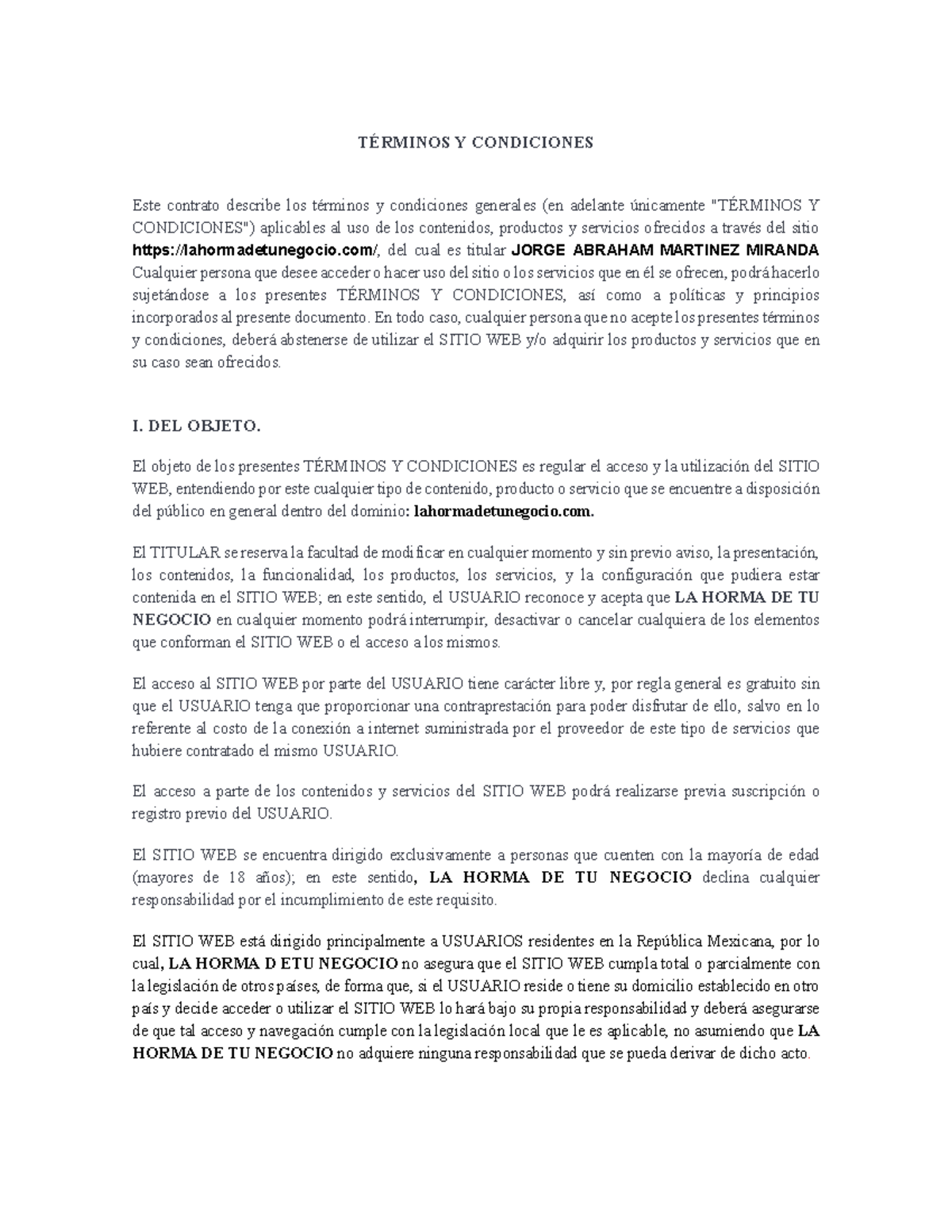 Terminos YCondiciones - TÉRMINOS Y CONDICIONES Este contrato describe ...