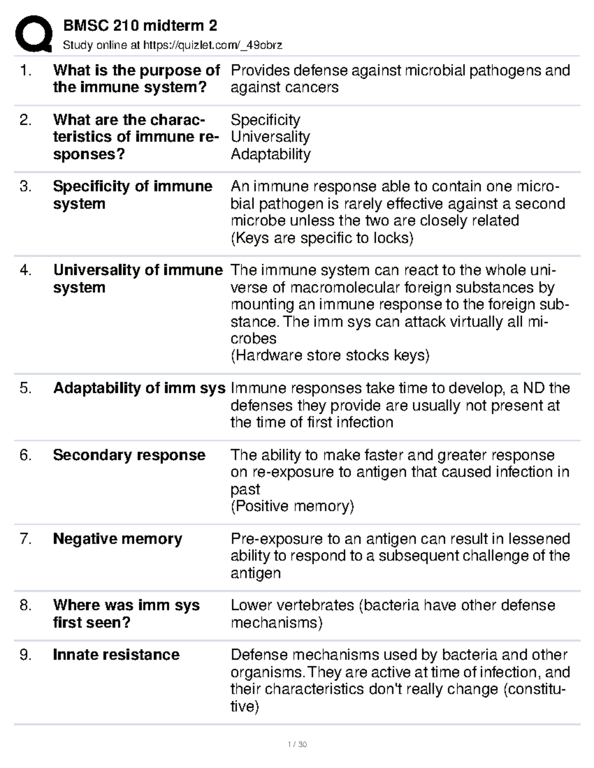 Bmsc 210 midterm 2 - flashcards - Study online at quizlet/_49obrz What is the purpose of the ...