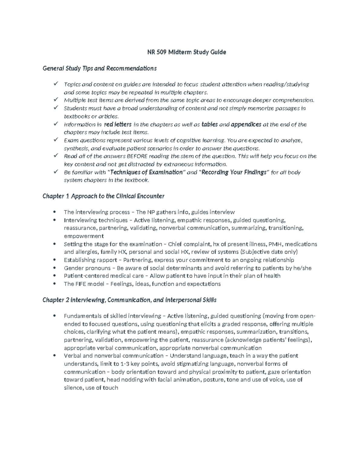 Study+ Guide+NR509 Midterm Exam-4 - NR 509 Midterm Study Guide General Study Tips and - Studocu