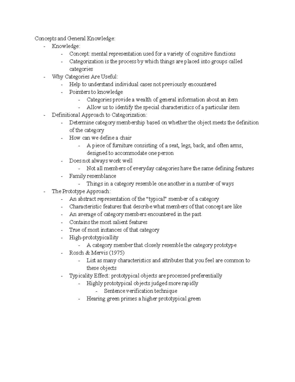 PSY 350 Ch. 9 Notes - Concepts and General Knowledge: - Knowledge ...