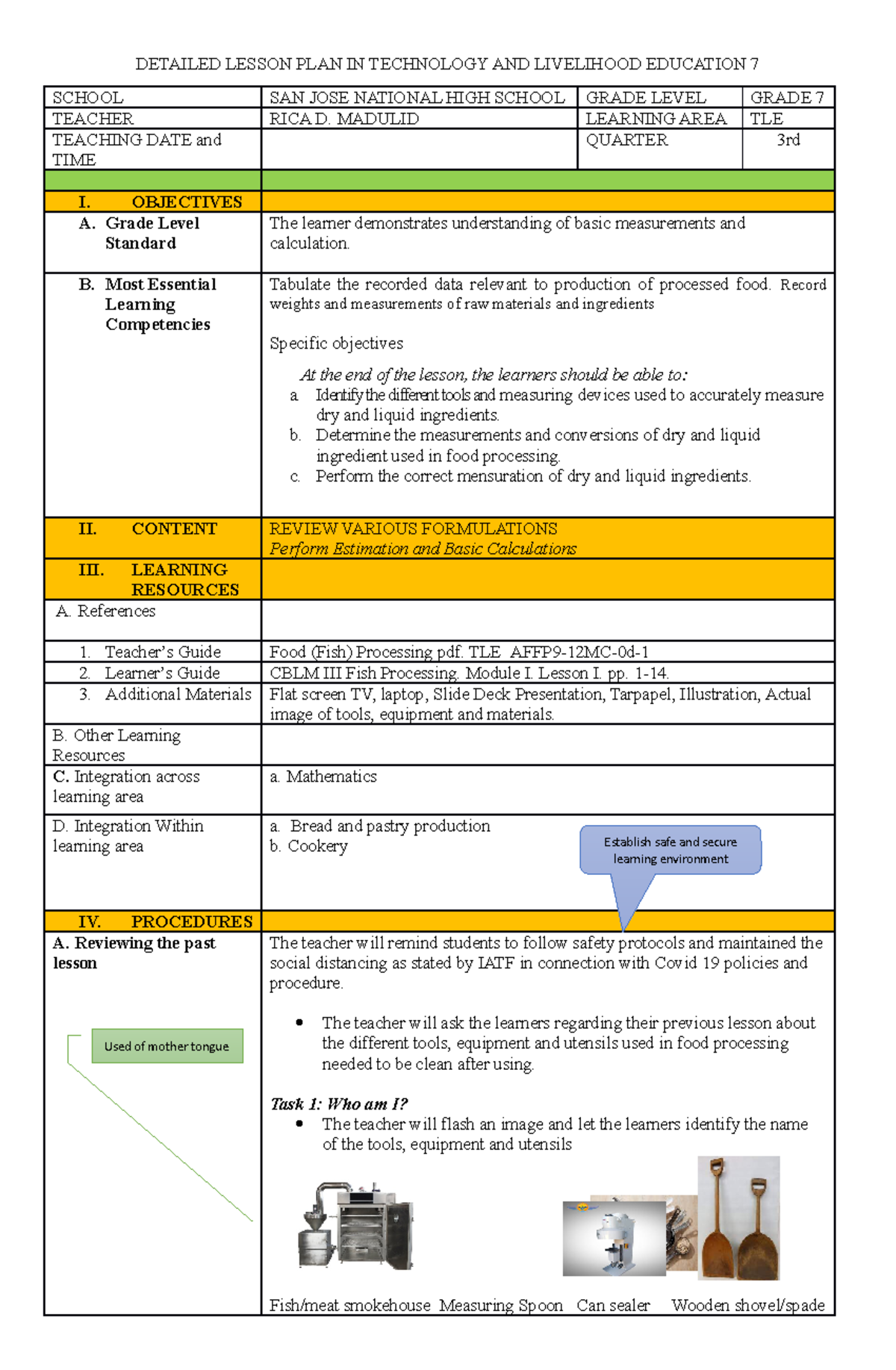 Lesson-PLAN-2 - Jajjaajajs - DETAILED LESSON PLAN IN TECHNOLOGY AND ...