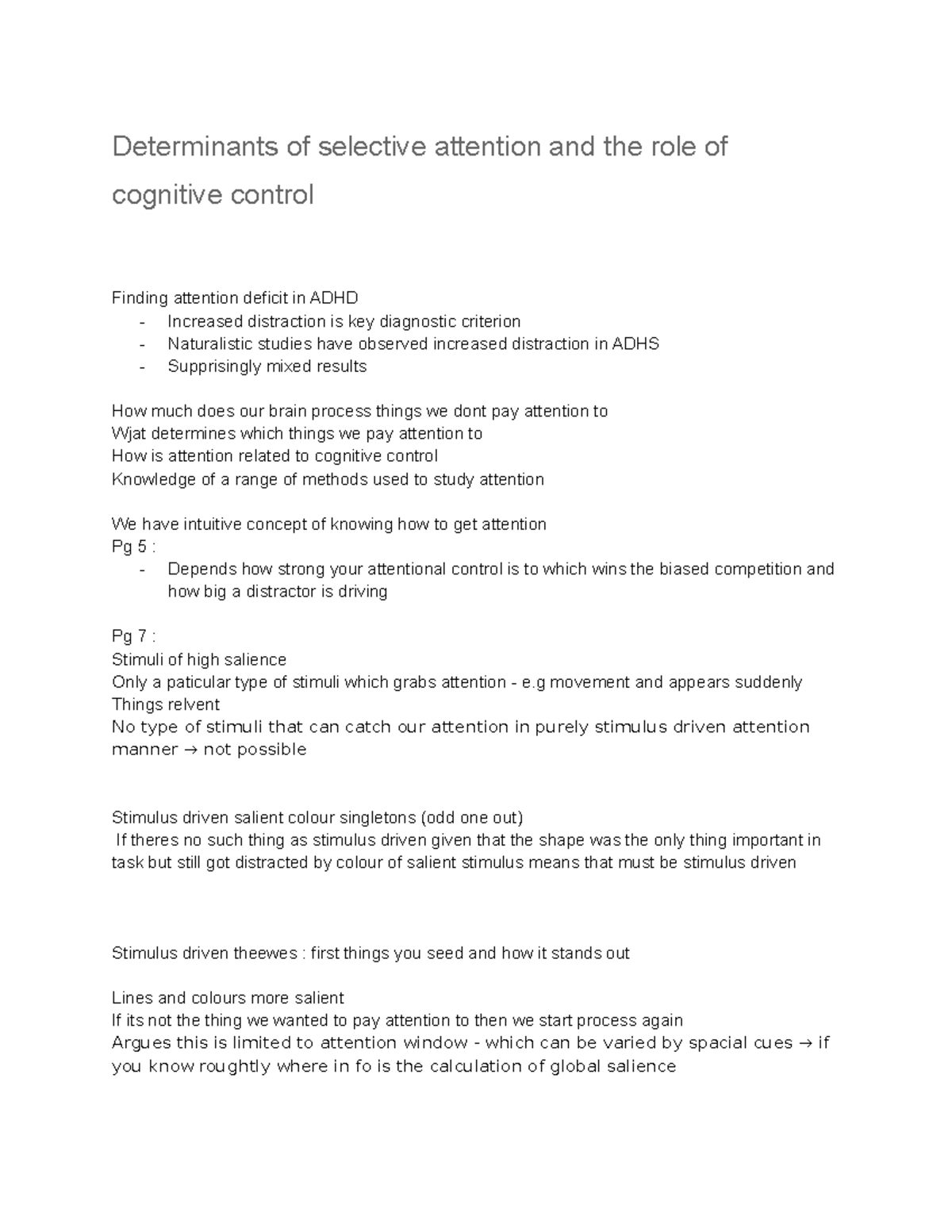 Determinants of selective attention and the role of cognitive control ...