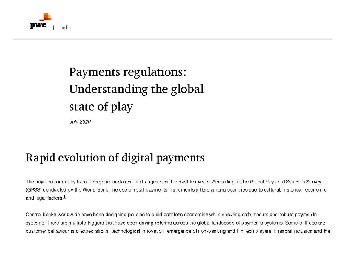 Digital payment regulations India - Pw C India - | India Payments ...