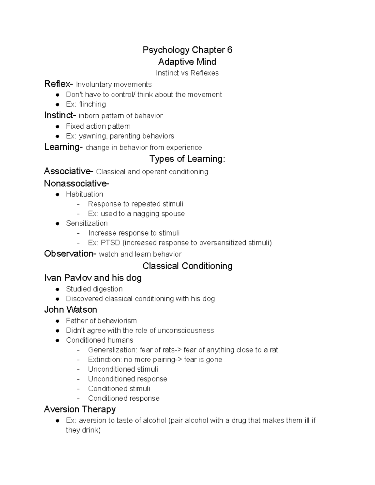 Psych Chapter 6 - Psychology Chapter 6 Adaptive Mind Instinct vs ...