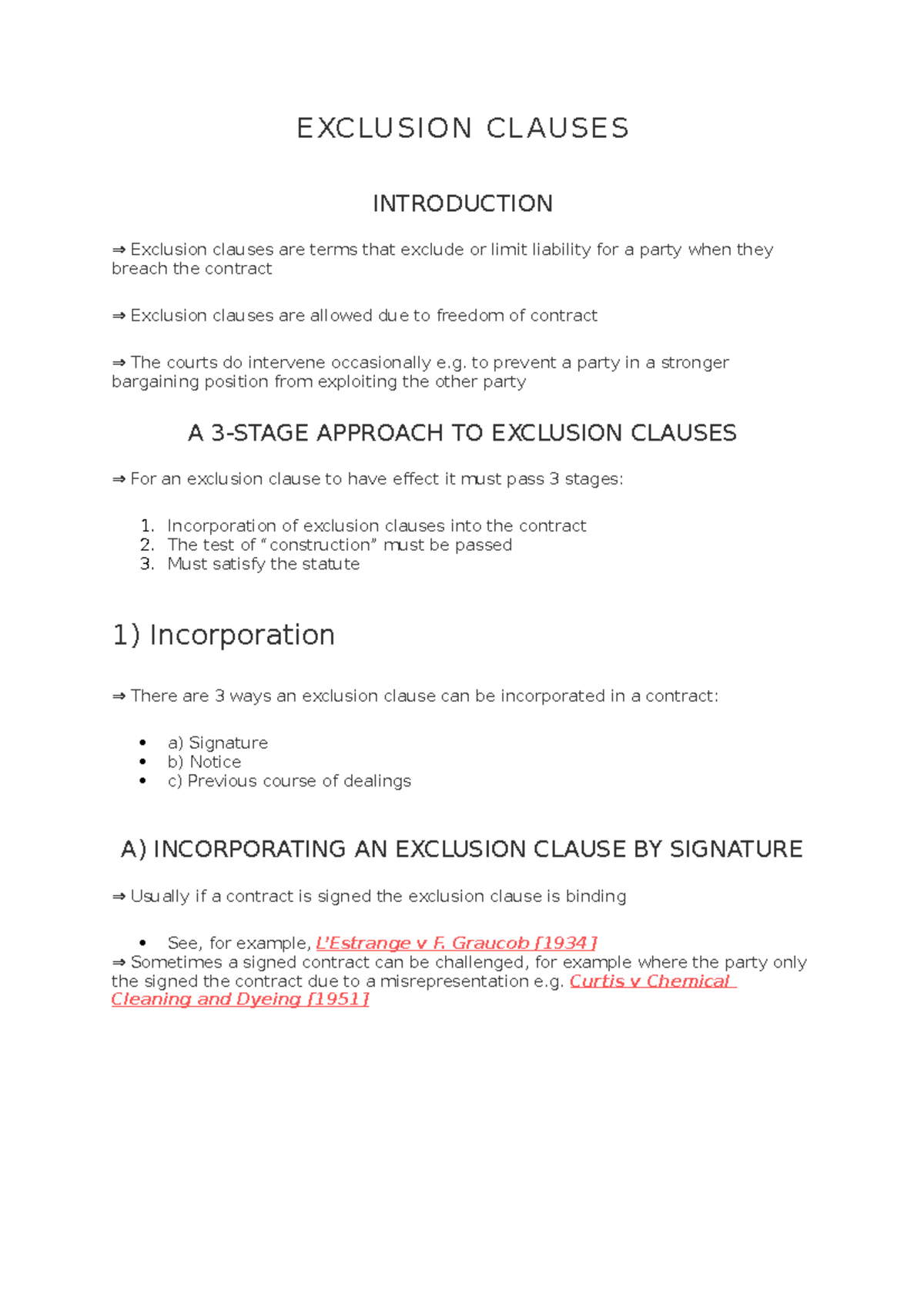 Exclusion Clauses - terms - EXCLUSION CLAUSES INTRODUCTION ⇒ Exclusion ...