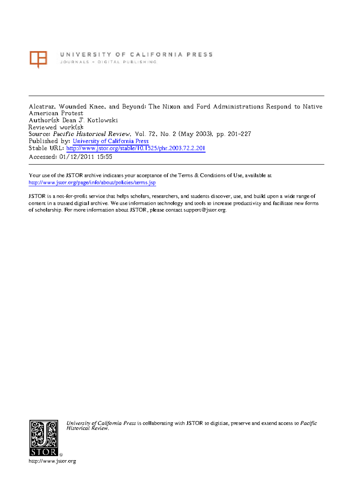 Alcatraz, Wounded Knee, and Beyond- The Nixon and Ford Adm - Alcatraz ...