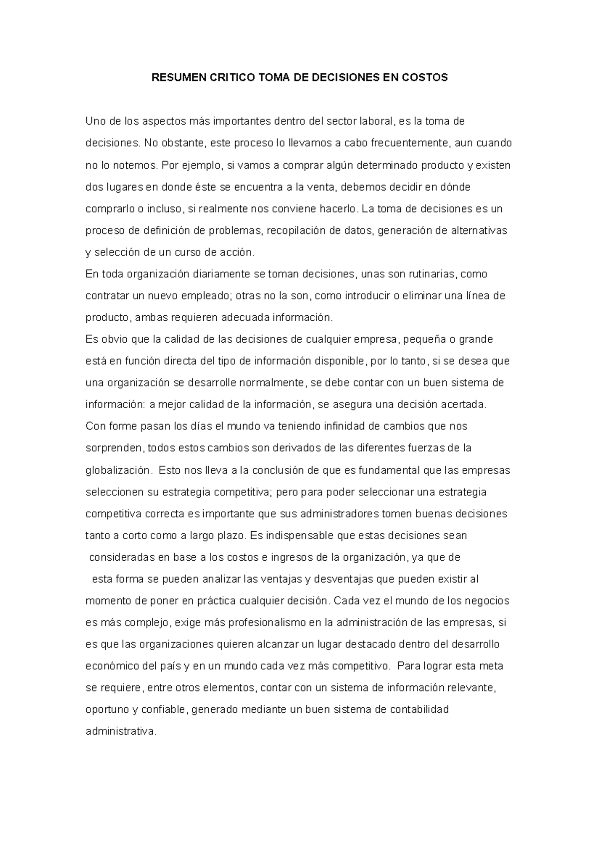 Apreciacion Critica TOMA Decisiones - Ordoñez Sanchez Richard - RESUMEN ...