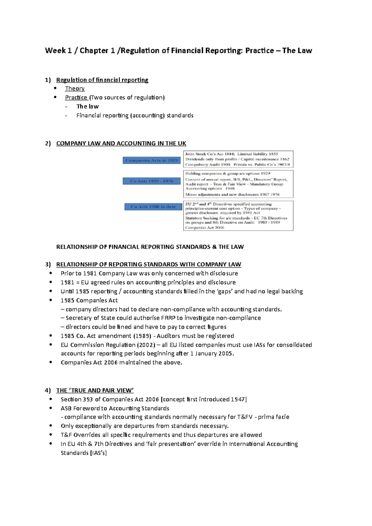 Week 1 - Chapter 2 - Week 1 / Chapter 1 /Regulation of Financial Reporting: Practice – The Law 1 ...