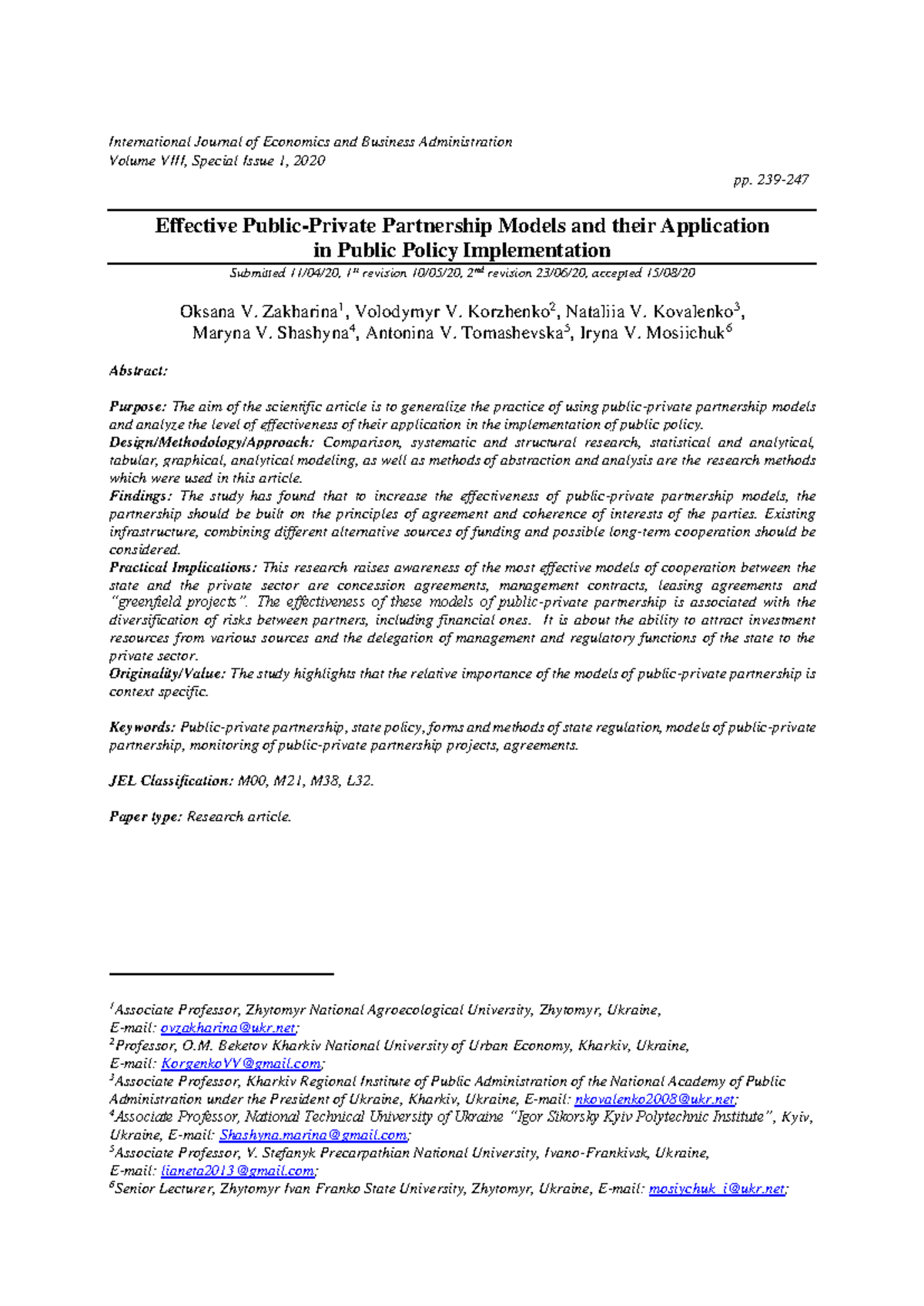 Effective Public-Private Partnership Models and their Application in ...